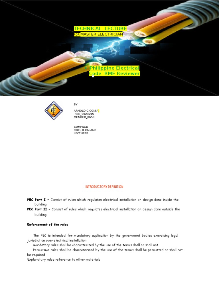 RME PEC Reviewer PDF | PDF | Electrical Wiring | Insulator (Electricity)