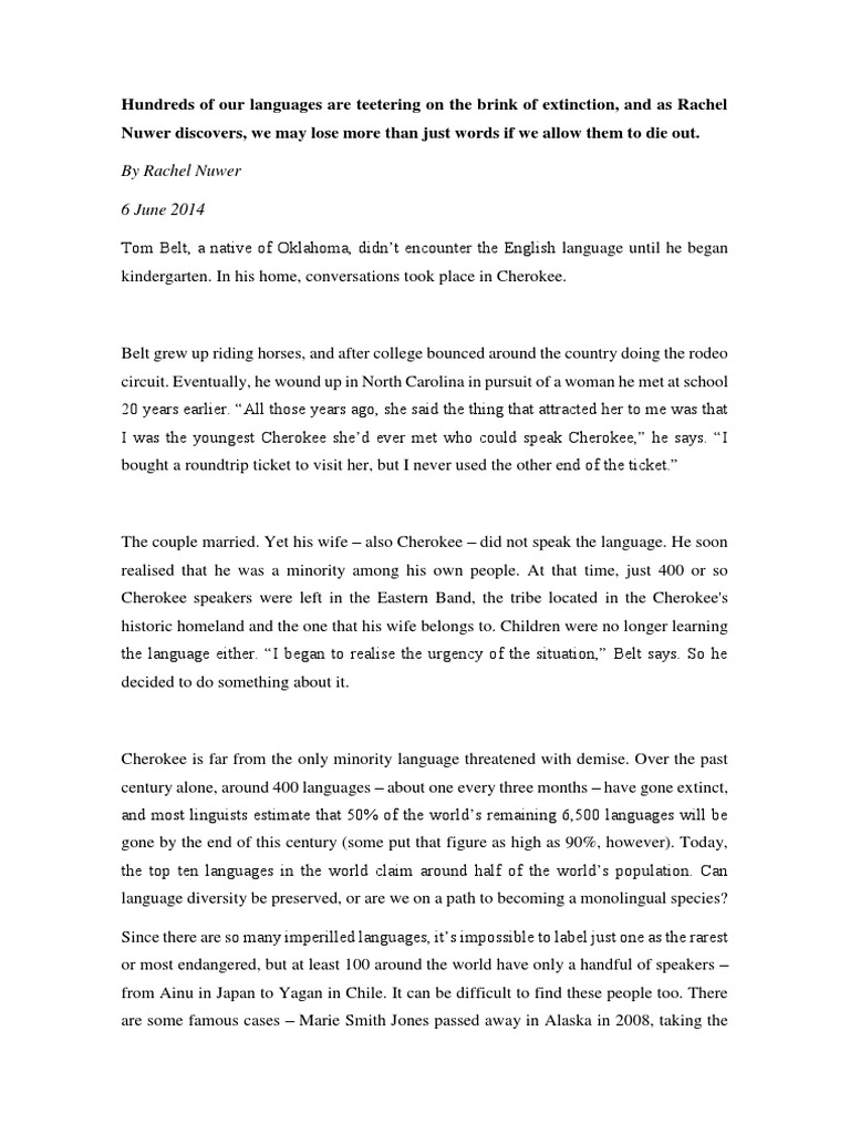 Preserving Endangered Languages | PDF | English Language | Symbols