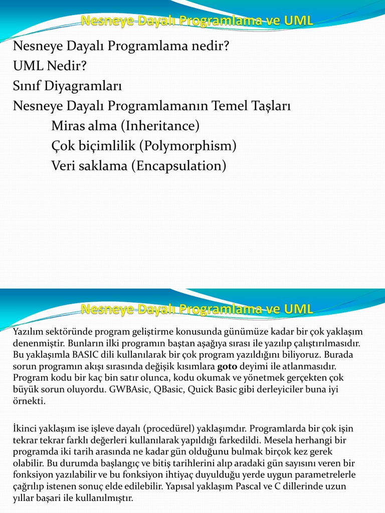 Nesneye Dayalı Programlama Ve Uml | PDF