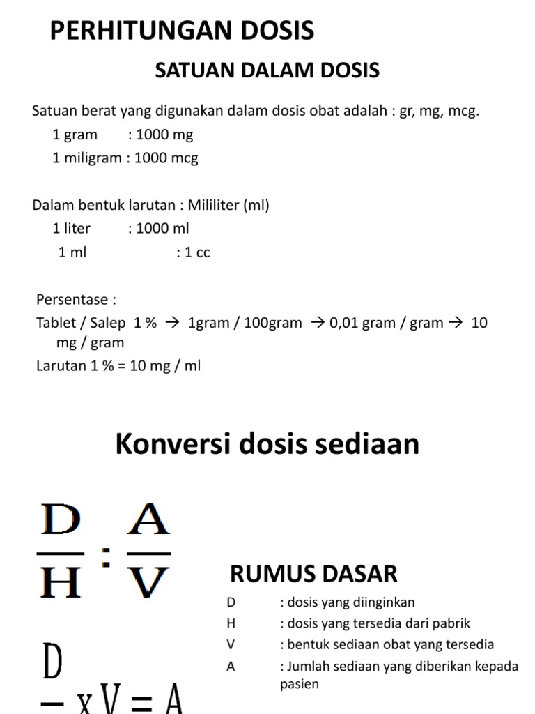 Rumus dan Contoh Perhitungan Dosis Obat | PDF | Kesehatan Holistik