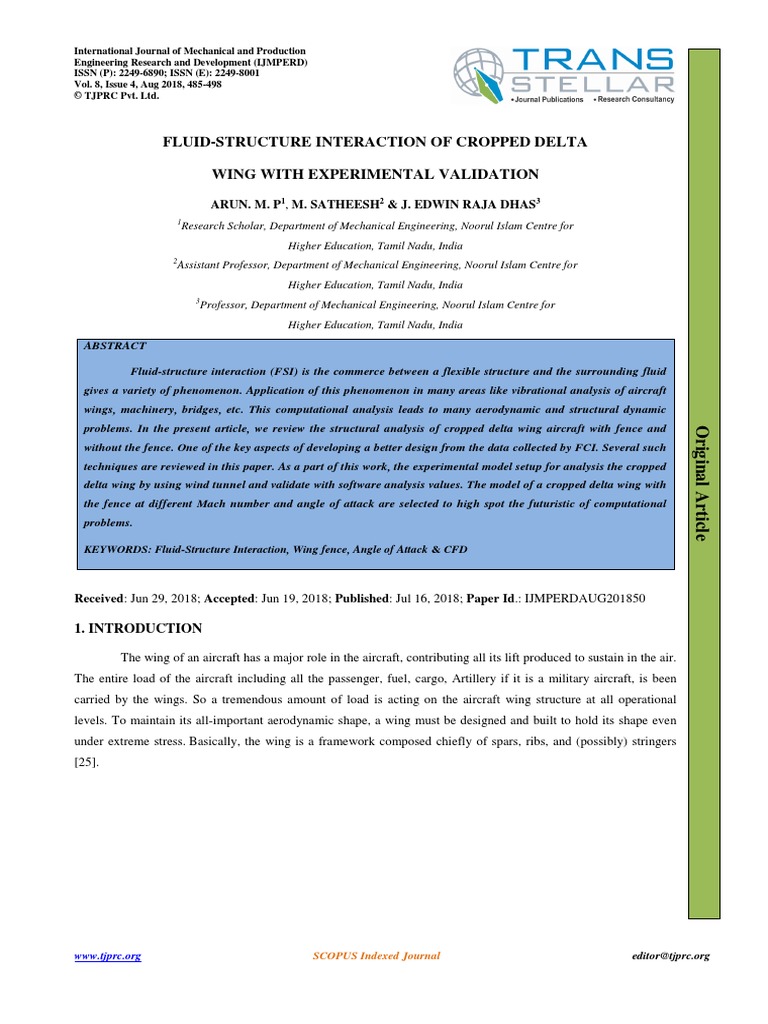 Fluid-Structure Interaction of Cropped Delta Wing With Experimental ...