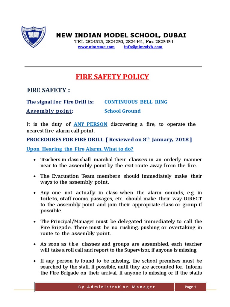 Fire Safety Policy: F I R E Safety | PDF | Stairs | Teachers