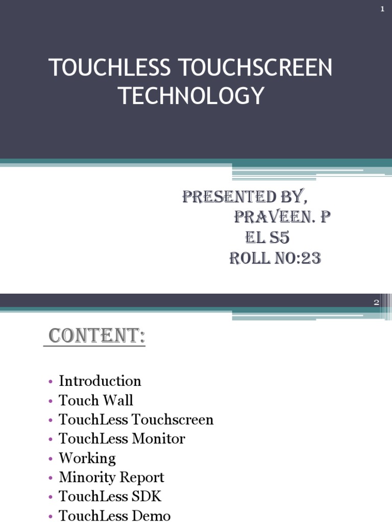Touchless Touchscreen Technology | PDF | Touchscreen | Human–Computer ...