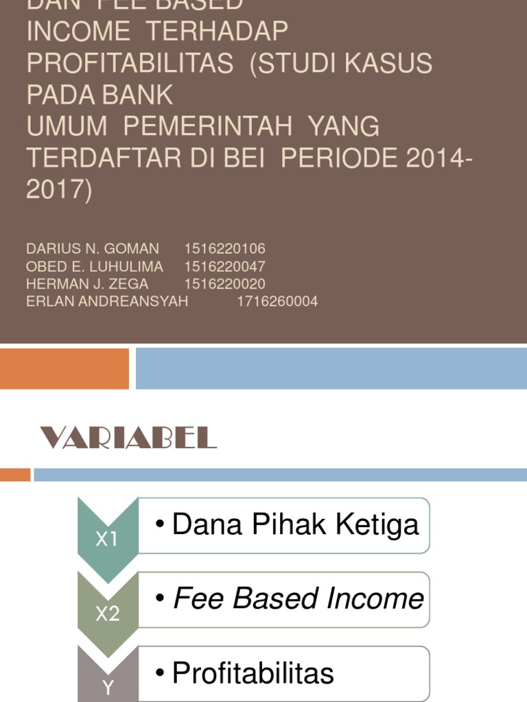 Pengaruh Dana Pihak Ketiga Dan Fee Based Income | PDF