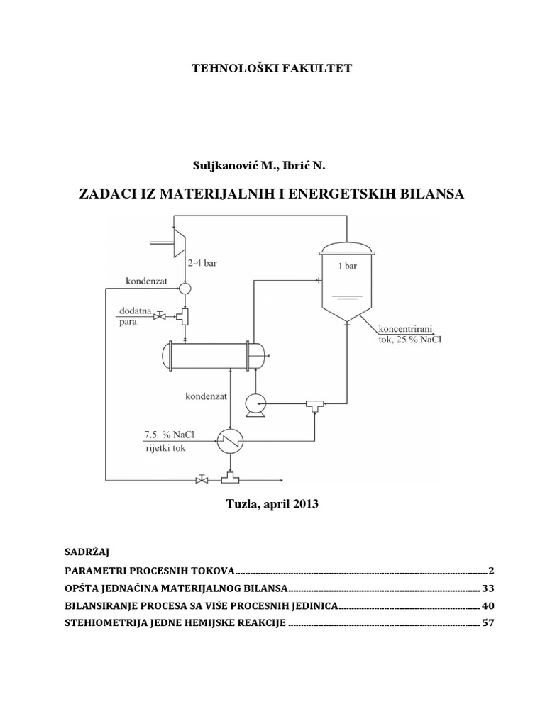 Materijalni I Energetski Bilansi | PDF