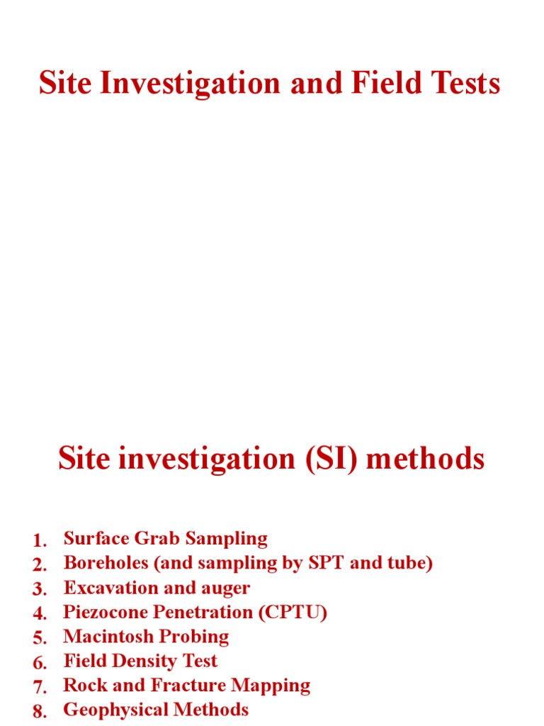 Site Investigation and Field Tests PDF | PDF | Geotechnical Engineering ...