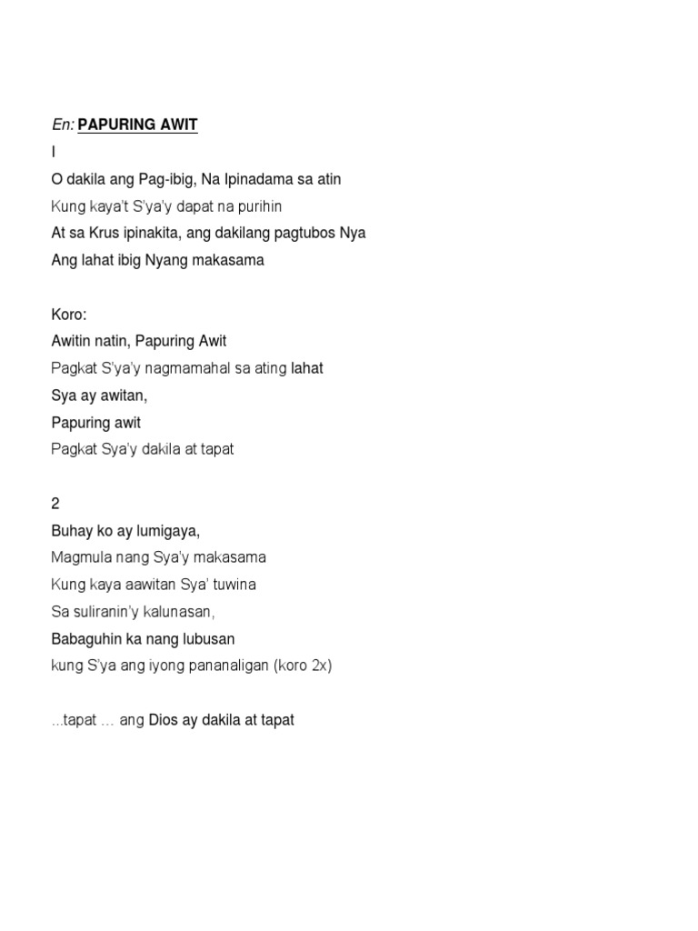 Papuring Awit | PDF