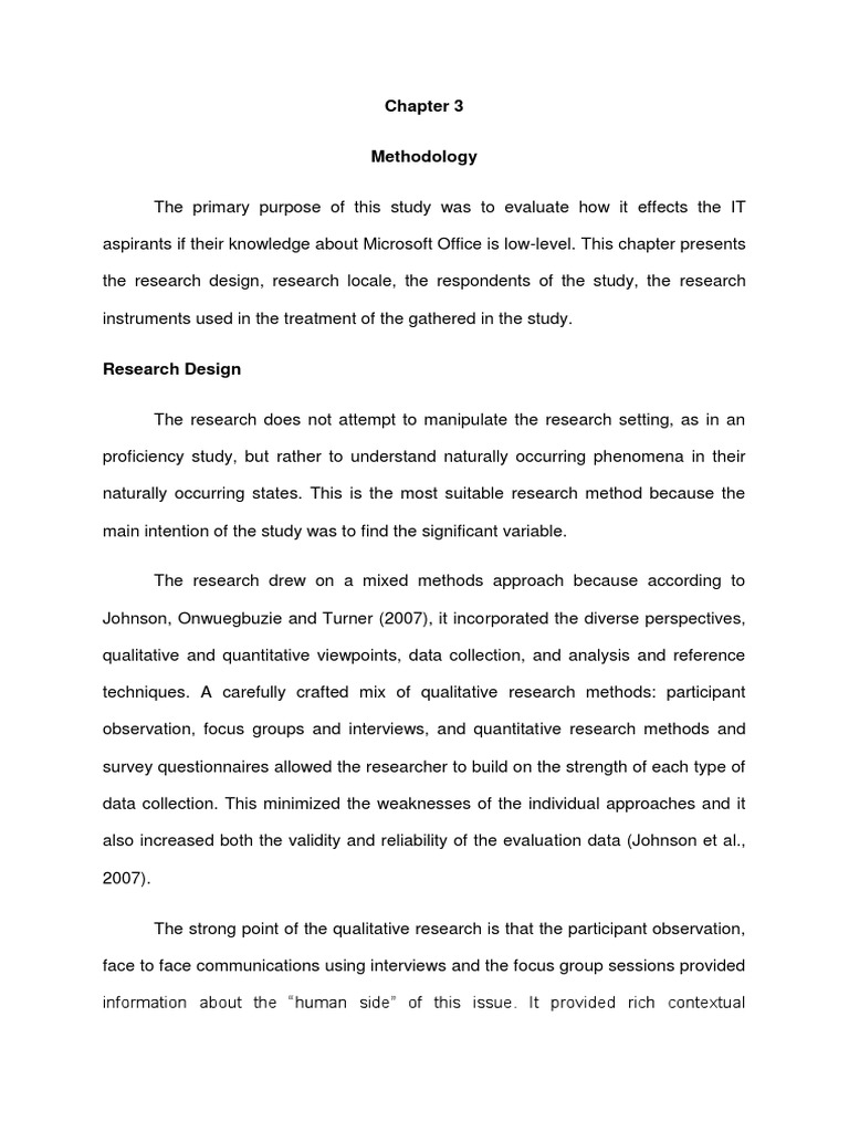 Chapter 3 - Methodology | Download Free PDF | Qualitative Research ...