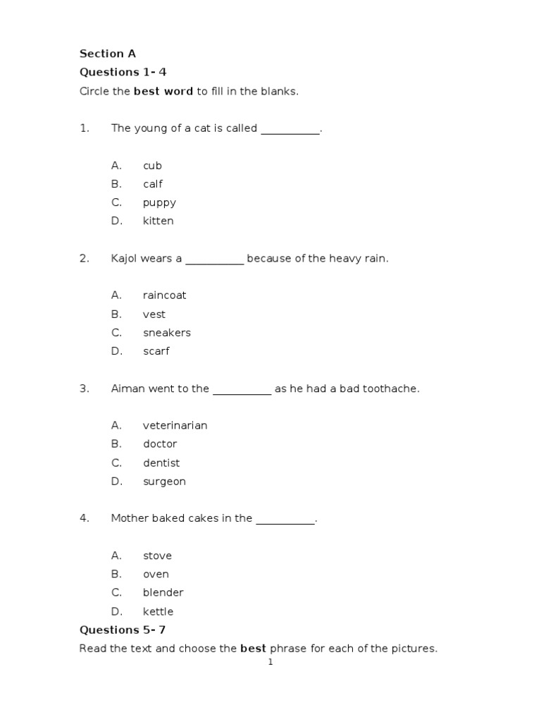 Section A Questions 1-4 | PDF