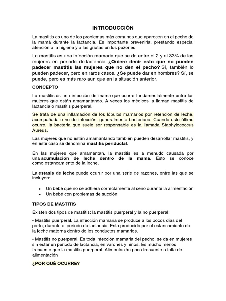 Mastitis | PDF | Pecho | Amamantamiento