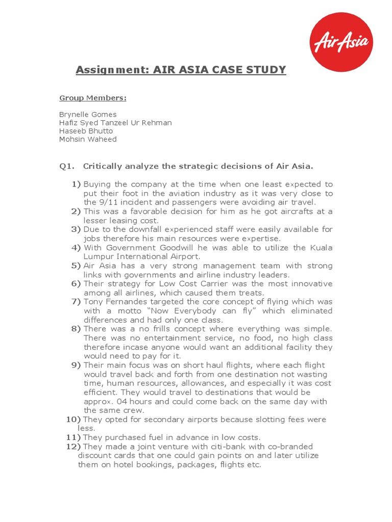 Air Asia - Case Study | PDF | Airlines | Low Cost Carrier