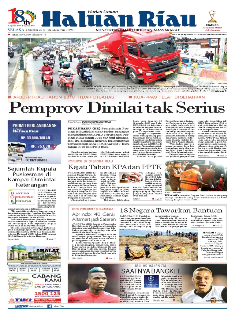 Haluan Riau Selasa, 02 Oktober 2018 | PDF