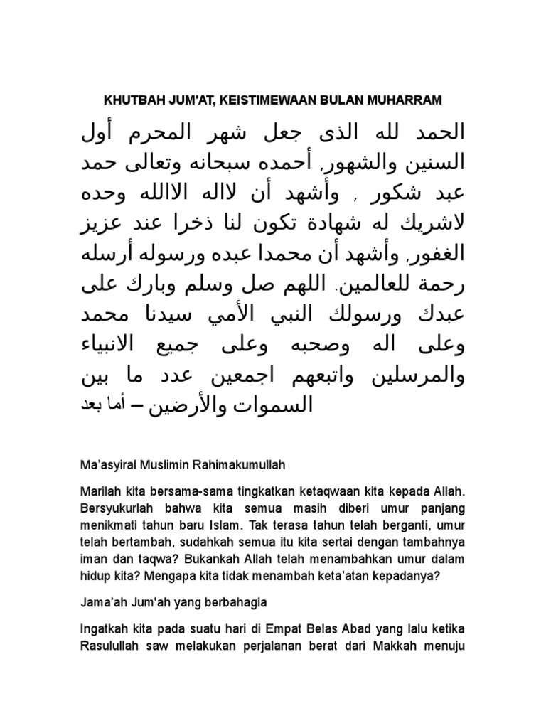 Khutbah Jum'at, Keistimewaan Bulan Muharram | PDF | Agama & Spiritualitas