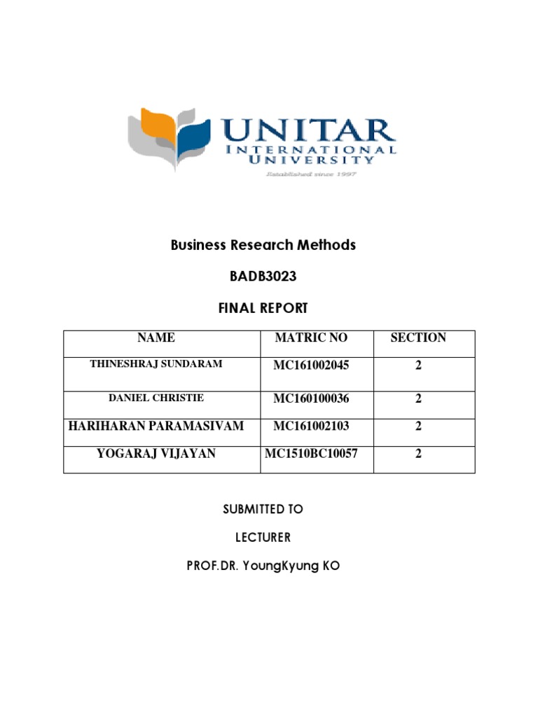BRM Final Report 2018 Resubmitted. | PDF | P Value | Social Media