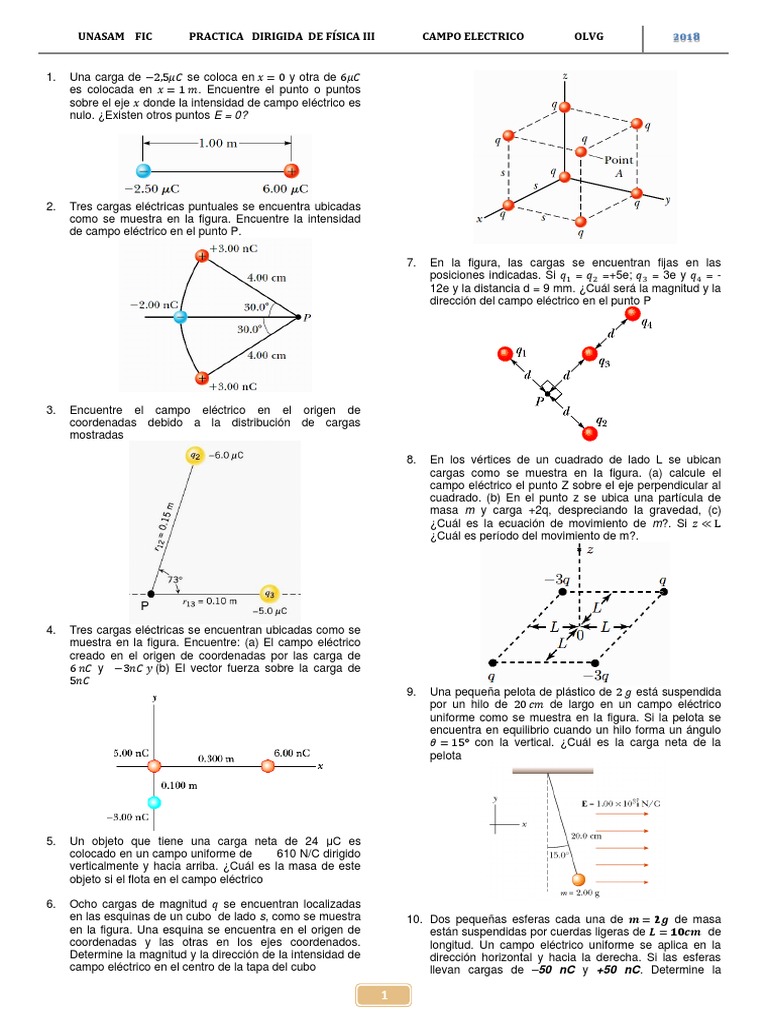 Practica Dirigida de Fisica III Campo Electrico | PDF | Campo eléctrico ...