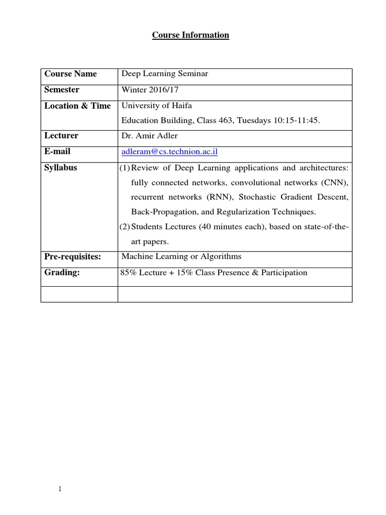 CSE Deep Learning Seminar Report | PDF | Deep Learning | Artificial ...