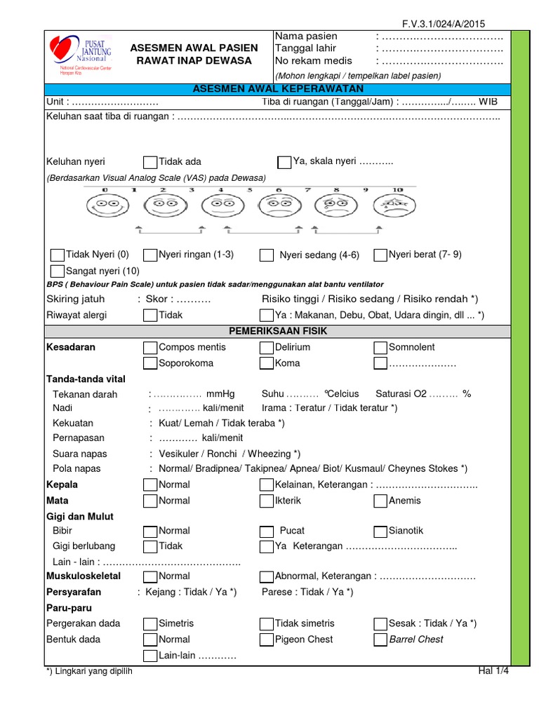 Form Asesmen Rawat Inap Dewasa Medis&Perawat