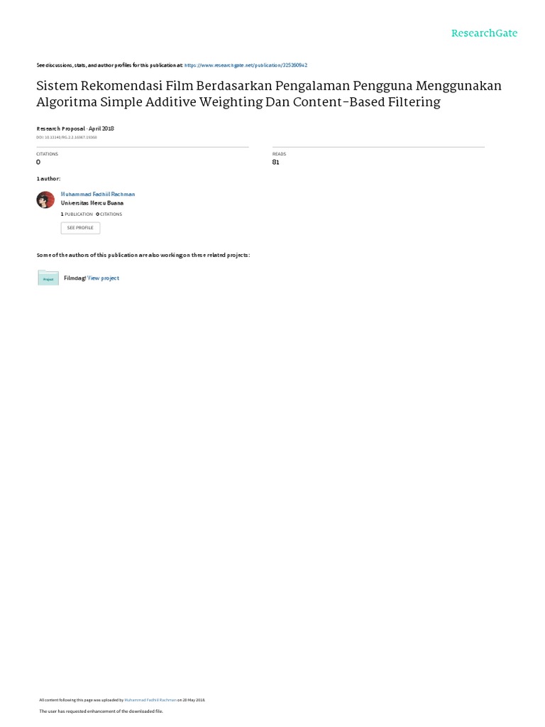 Sistem Rekomendasi Film Berdasarkan Pengalaman Pengguna Menggunakan ...