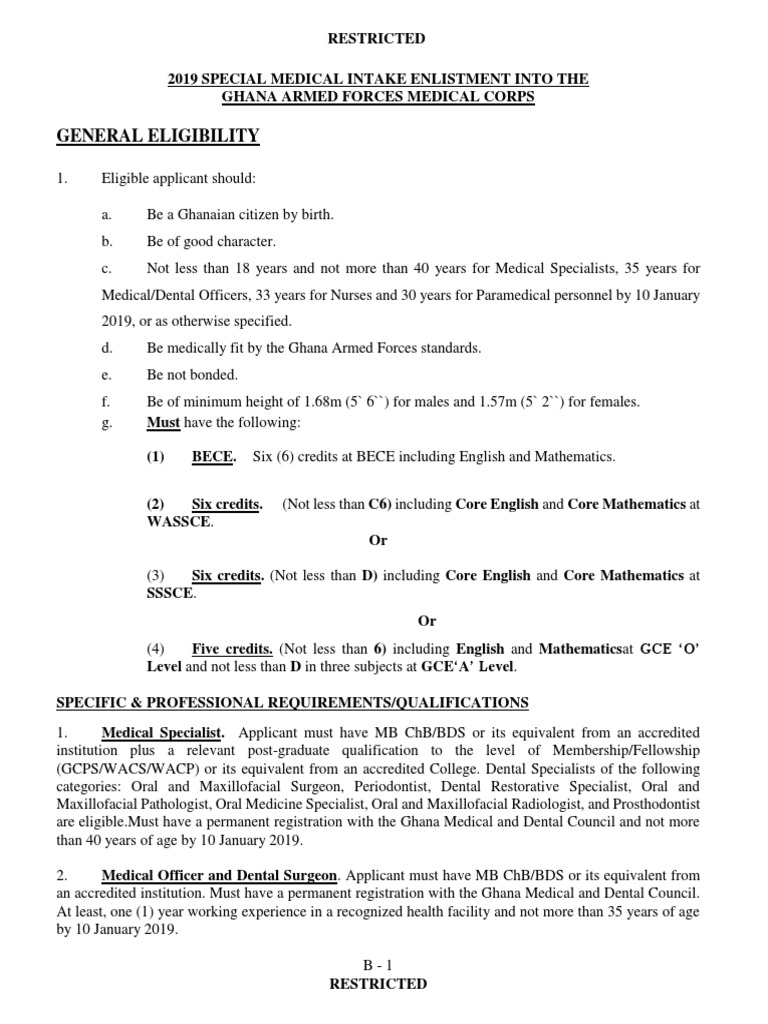 2019 Special Medical Intake Enlistment Into The Ghana Armed Forces ... 2019 Special Medical Intake Enlistment Into The Ghana Armed Forces ...