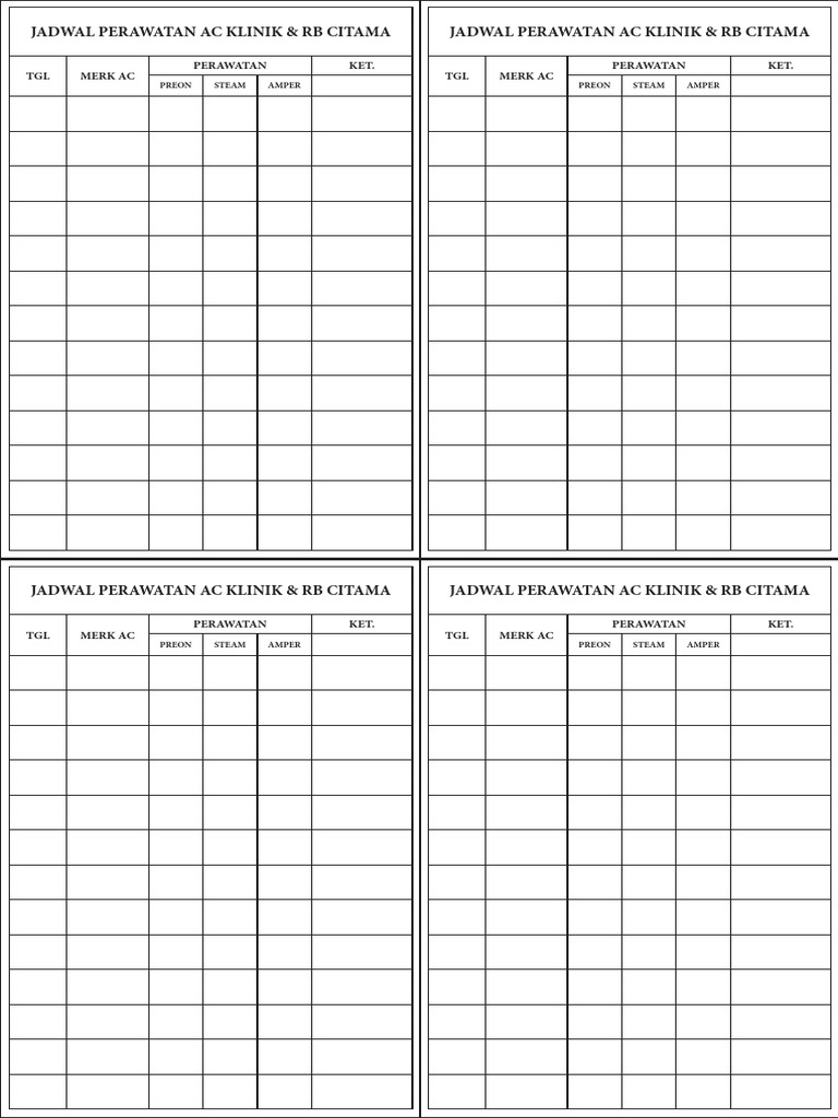 Kartu Perawatan Ac | PDF