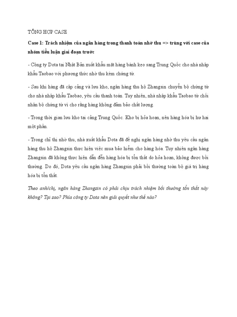 (TTQT) T NG H P Case NH Thu | PDF