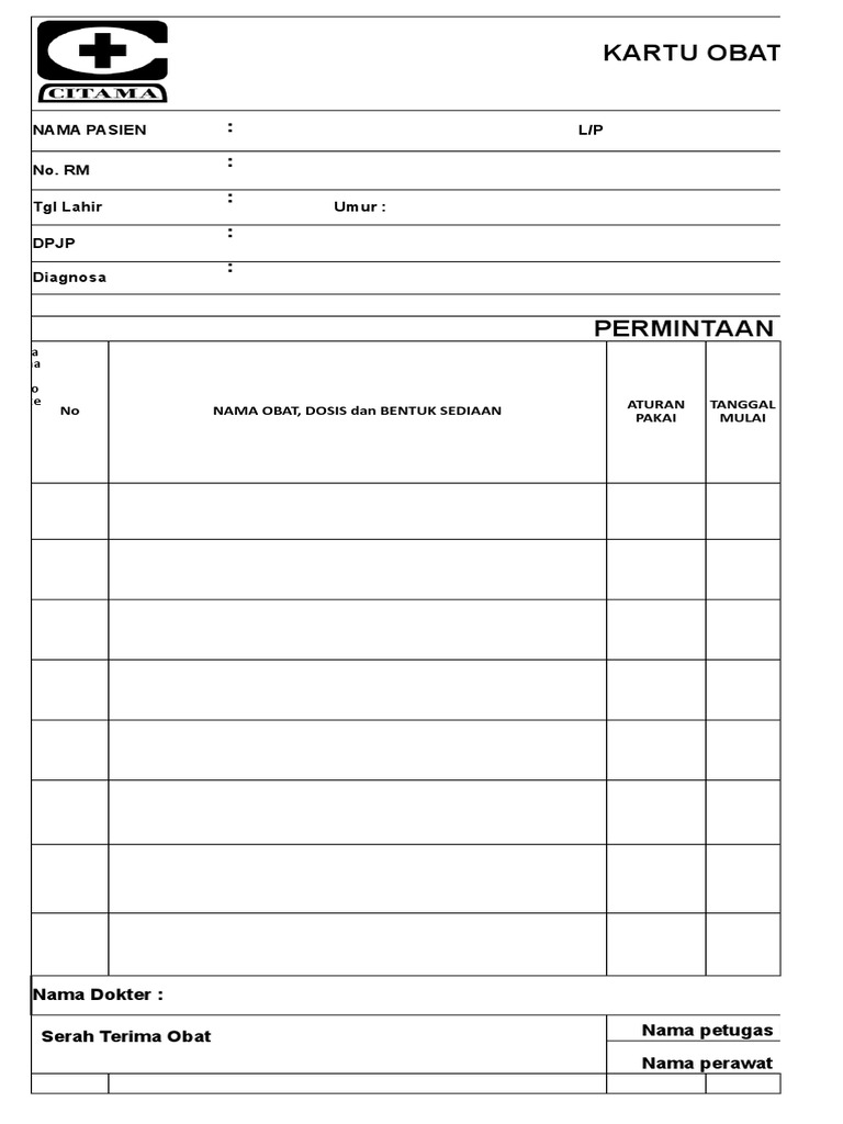 Kartu Obat Pasien | PDF