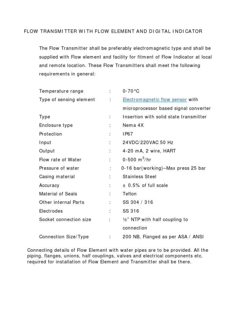 Magnetic Flow Meter Data Sheet | PDF