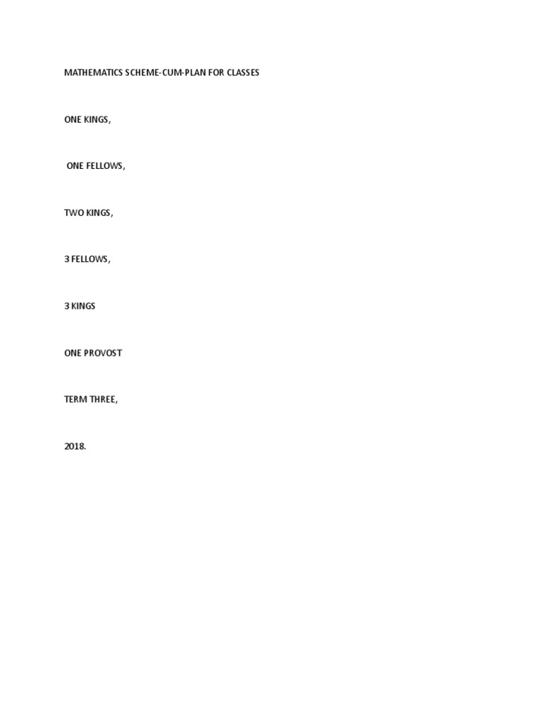 Mathematics Scheme-Cum-Plan For Classes | PDF