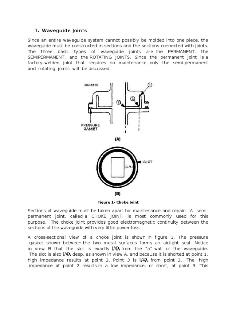Waveguide Joints: Figure 1-Choke Joint | Download Free PDF | Waveguide ...