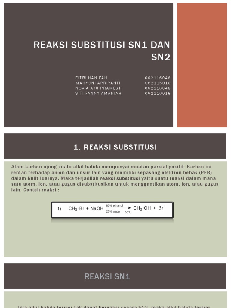 Kelompok 4 Reaksi Sn1 Dan Sn2 | PDF