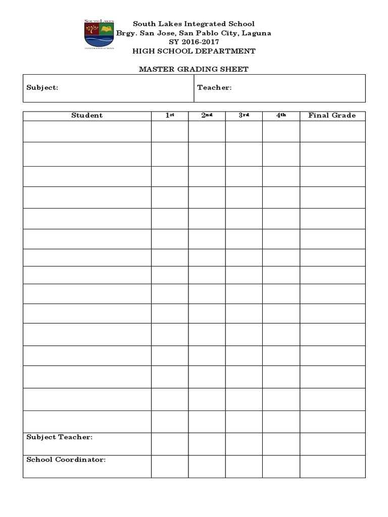 Master Grading Sheet | PDF