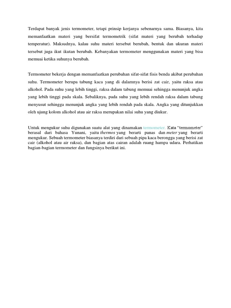 Prinsip Kerja Termometer | PDF