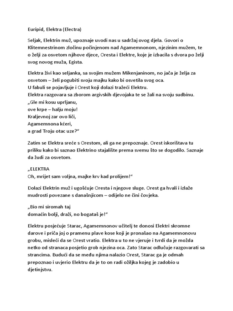 Euripid - Elektra | PDF