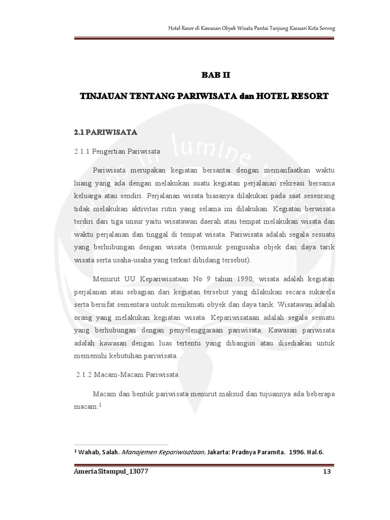 Tinjauan Tentang Pariwisata & Hotel Resort | PDF