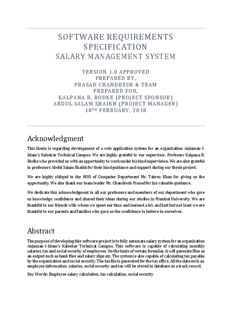 Salary Management System Project Proposal | PDF | Use Case | Social ...
