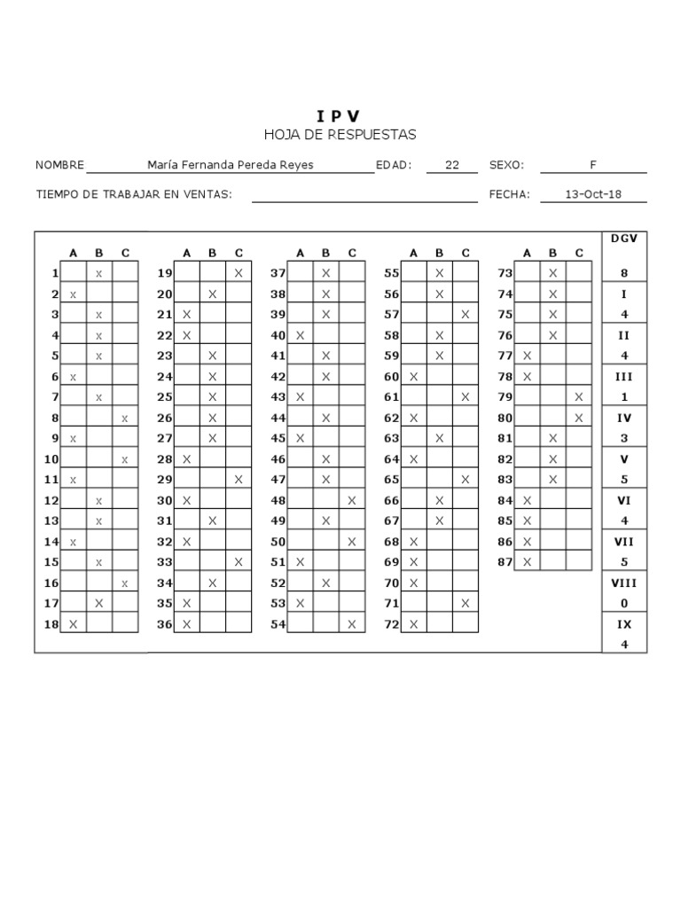 Plantilla de Calificación IPV | PDF