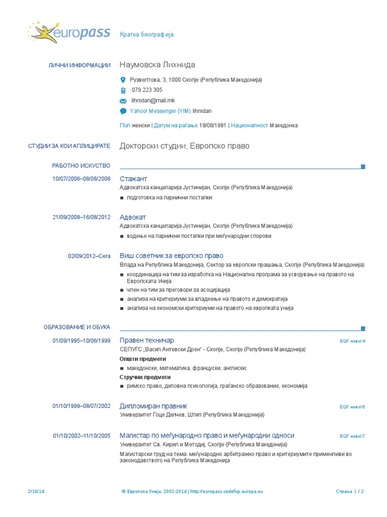 CV Example 1 MK - MK | PDF
