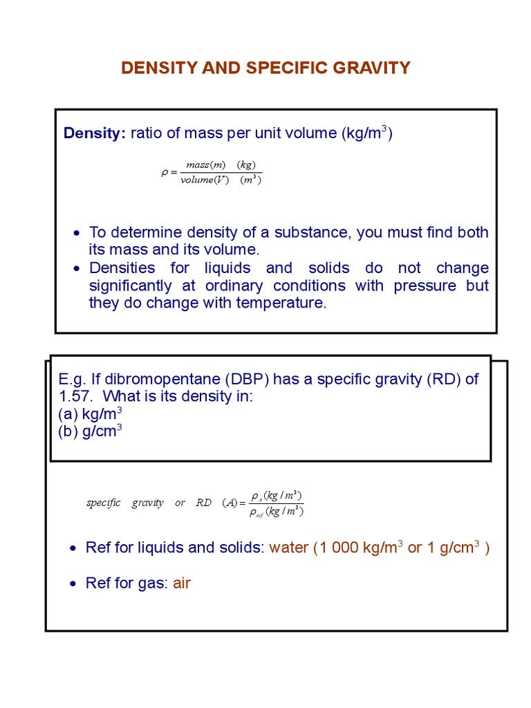 Density and Specific Gravity | PDF