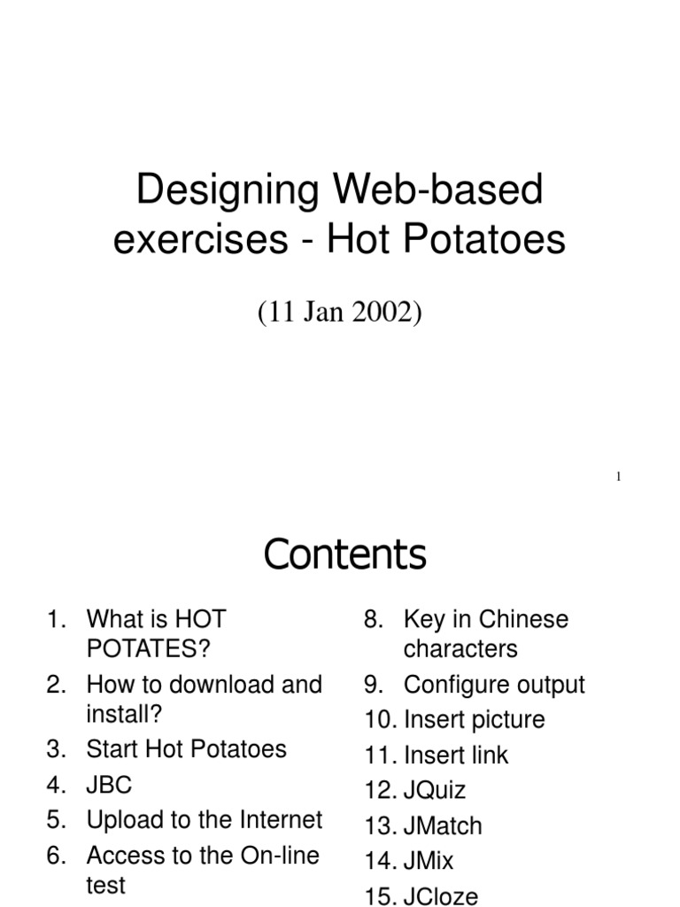 Designing Web-Based Exercises - Hot Potatoes | PDF | Filename | Html