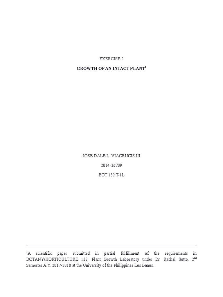 Growth of An Intact Plant | PDF | Plants | Biology