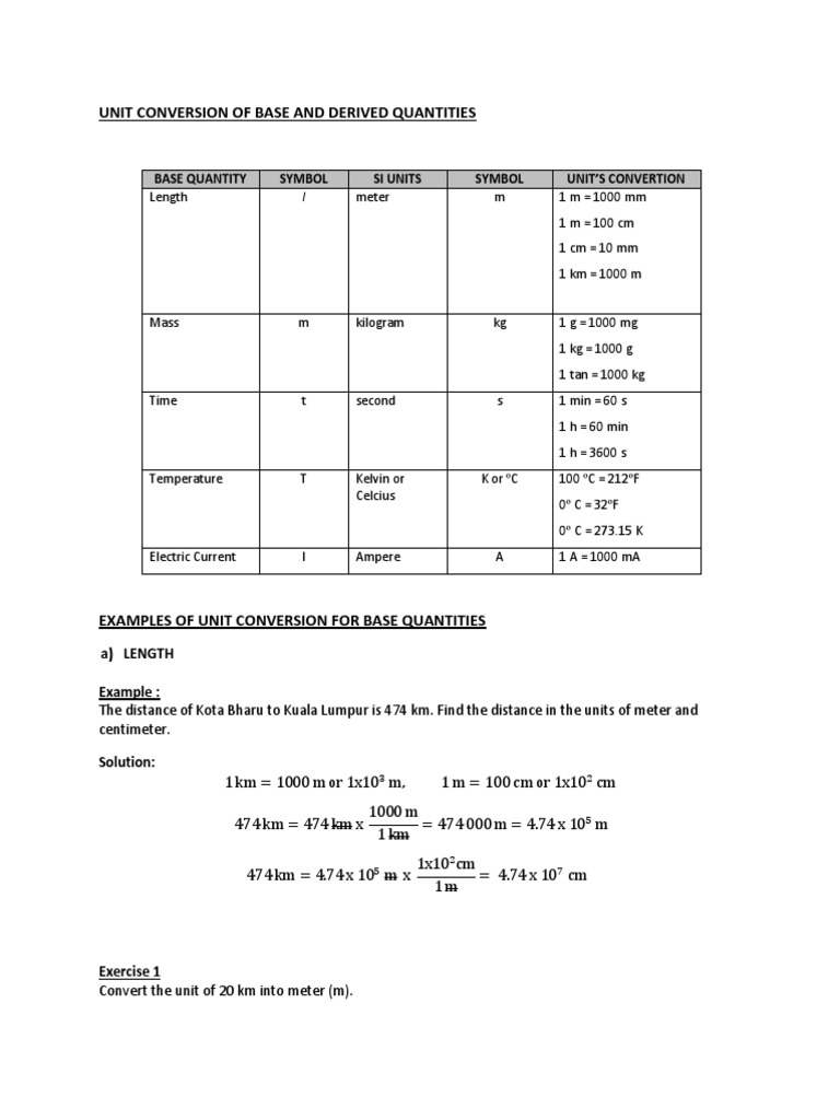 Unit Conversion of Base and Derived Quantities PDF | PDF | Kilogram | Speed