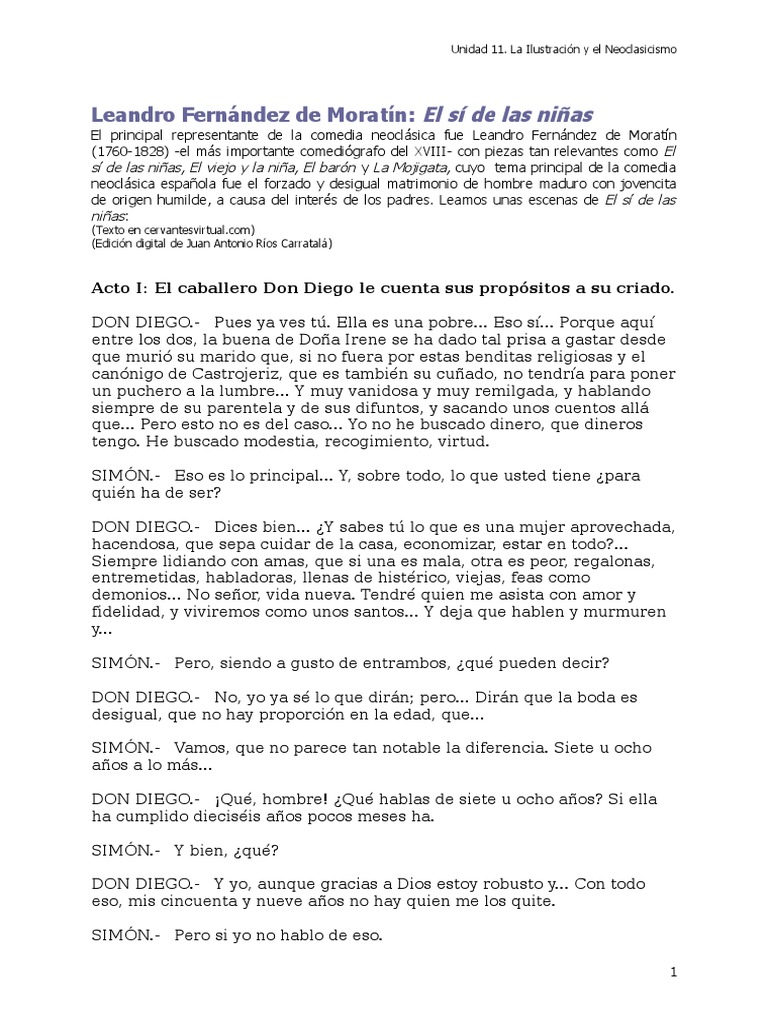 La Comedia Neoclasica. Moratin | PDF