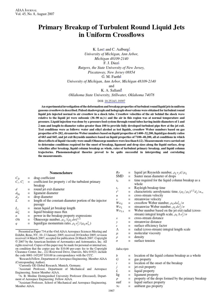 Primary Breakup of Turbulent Round Liquid Jets in Uniform Cross Ows ...