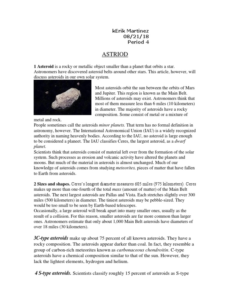 Asteroid Types and Composition Overview | PDF | Asteroid | Ceres (Dwarf ...