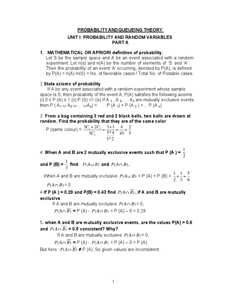 E - /PQT/PQT UNIT 1 - 5 PDF | PDF | Probability Density Function | Stochastic Process
