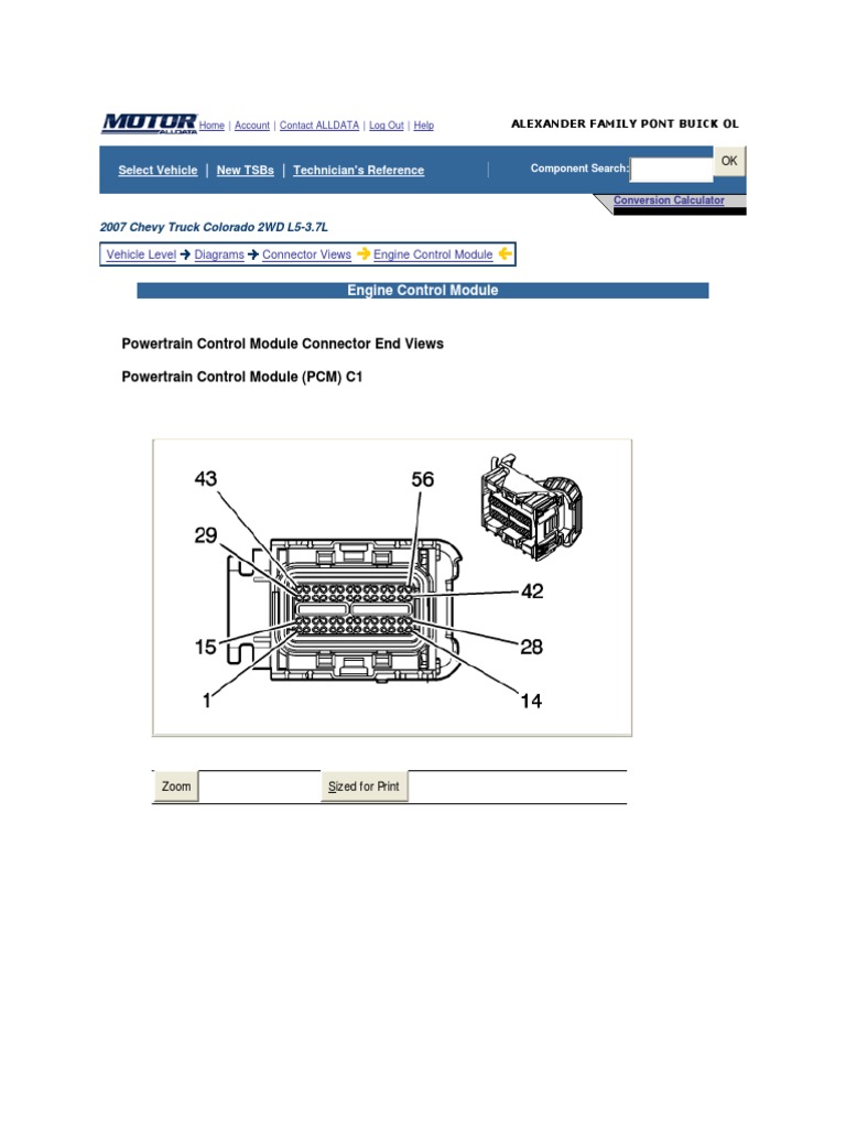Powertrain Control Module Connector End Views Powertrain Control Module ...