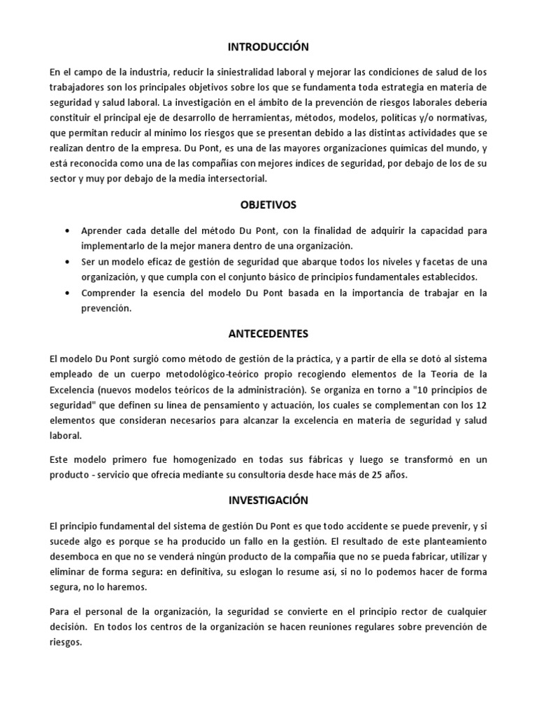 Modelo Dupont | PDF | Seguridad | Seguridad y salud ocupacional