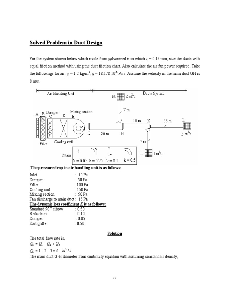 Fan Power Pressure Loss Calculation | PDF | Duct (Flow) | Materials Science