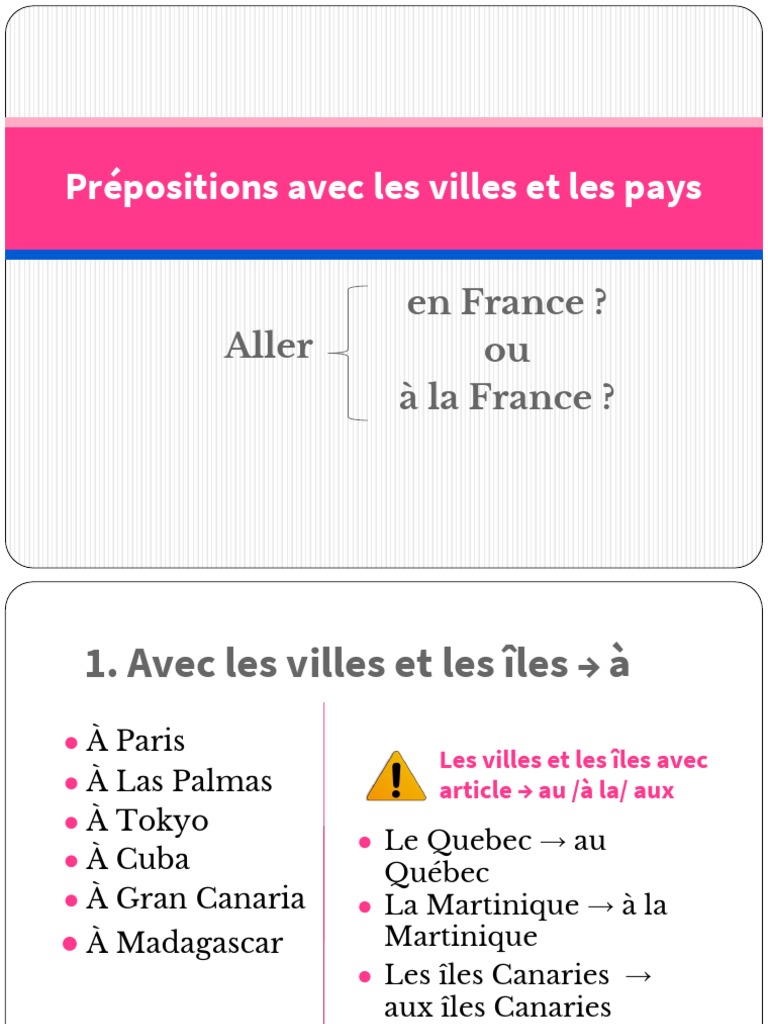 Prépositions Avec Les Villes Et Les Pays | PDF