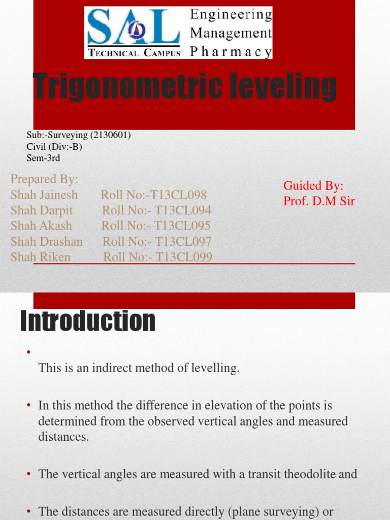 Trigonometric Leveling (1) | Surveying | Cartography